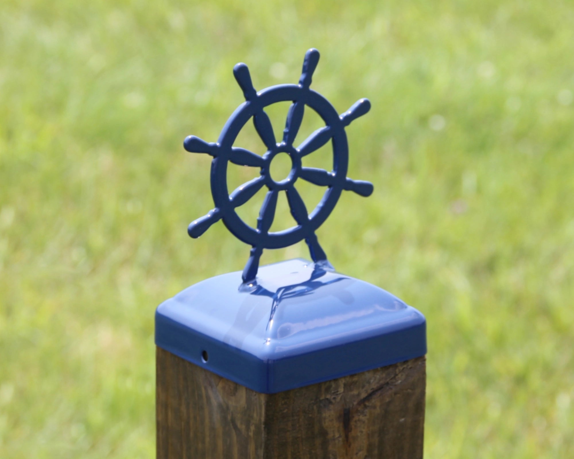 4x4 Ship Wheel Post Cap - Madison Iron and Wood on www.exteriorplastics.com
