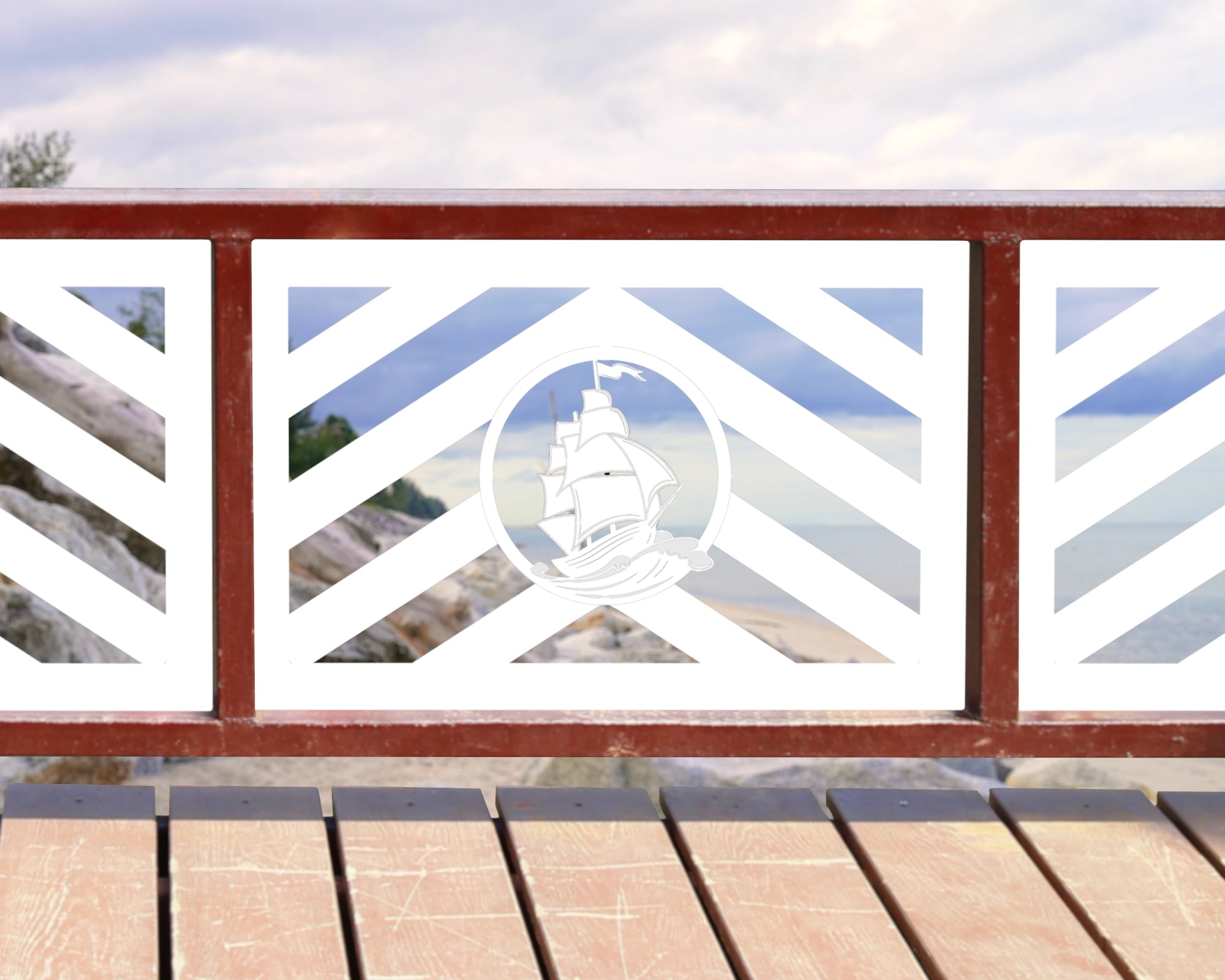 Pirate Ship 1/2" Plastic Fence Panel Insert, Durable Decorative and ...