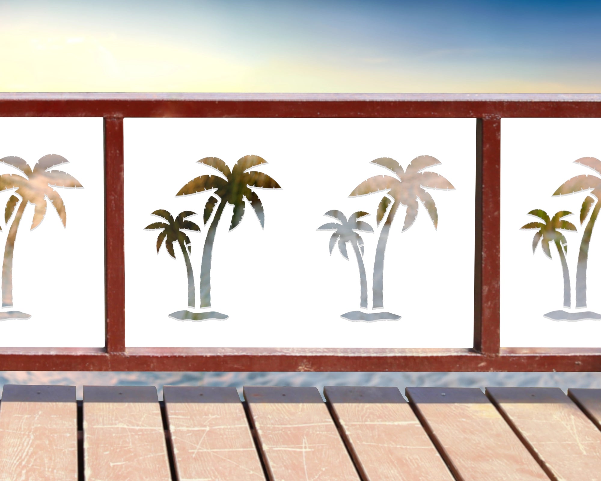 Palm Tree 1/2" Thick Plastic Fence Panel Insert, Durable Decorative and ...